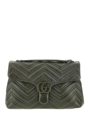 Gucci Matelassé Leather Medium 'gg Marmont' Bag - Green