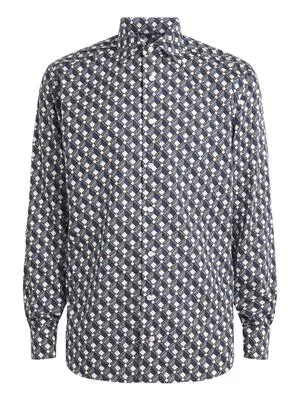 Eton Geometric Print Shirt - Navy