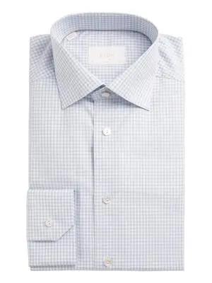 Eton Supima Cotton Check Slim Fit Shirt - Blue