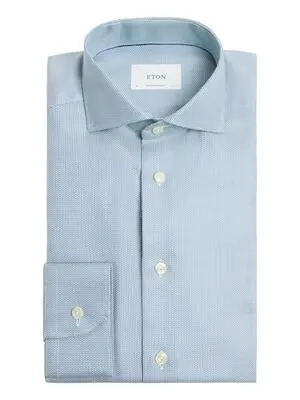 Eton Cotton Patterned Contemporary Fit Shirt - Navy
