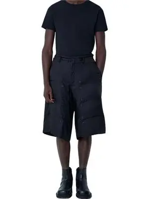 Yohji Yamamoto Padded Shorts With Silver-tone Hardware - Black