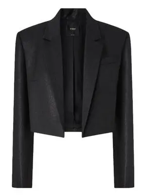 Pinko Shiny-effect Pinstriped Spencer Jacket - Black