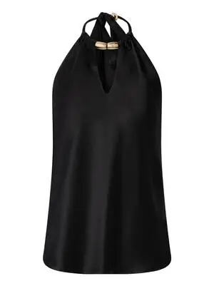 Pinko Bow-halter Neck Blouse - Black