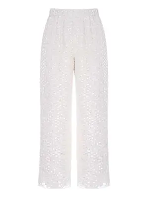 NEEDLE  THREAD Needle & Thread Sequined Wide-leg Trousers - White