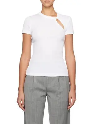 Helmut Lang Asymmetrical Slash Short-sleeved Top - Black