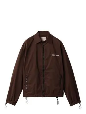 Miu Miu Miu Miu Washed Gabardine Oversized Zip-Up Blouson Jacket Ebony