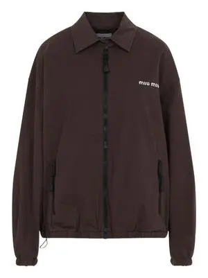 Miu Miu Washed Gabardine Blouson Jacket - Ebony