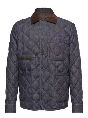 Moncler Kryen Diamond Quilted Denim Down Shirt Jacket - Black