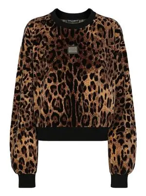 Dolce & Gabbana Leopard-jacquard Chenille Jumper - Brown