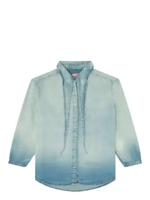 DIESEL® Diesel Marbled Fluid Denim Shirt With Extended Neckline