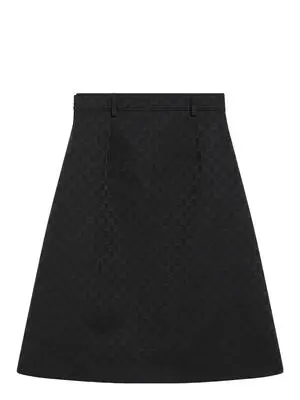Gucci Gg Cotton Blend Midi Skirt - Black
