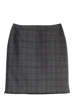 Gucci Checked Fine Wool Mini Skirt - Gray/beige