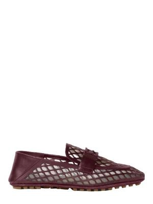 Fendi Burgundy Leather Loafers With Ff Motif - Red