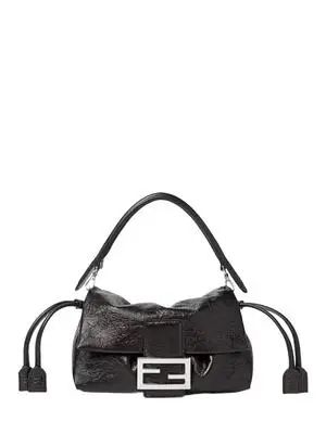 Fendi Baguette Soft Small Crackled Leather Mini-bag - Black