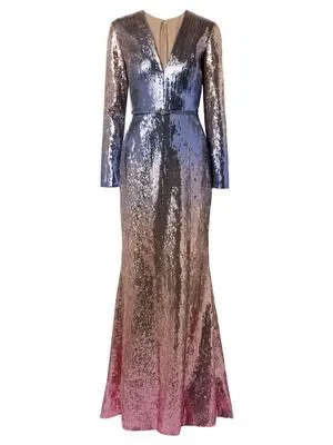 Elie Saab Gradient Sequin Maxi Gown - No