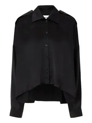 Khaite Cropped Shirt With Epaulets - Black