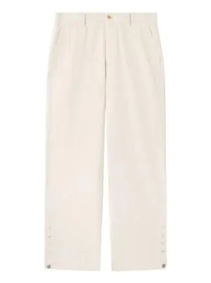 Palm Angels Wide Leg Trousers With Snap Button Detail - Off-white-silver