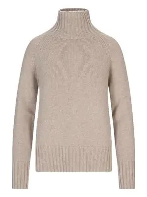 Max Mara High Neck Ribbed Sweater - Light Brown