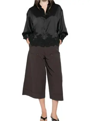 Ermanno Scervino Lace-trimmed Satin Shirt - Black
