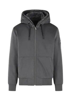 Moose Knuckles Logo-plaque Drawstring Zipped Hoodie - Grey