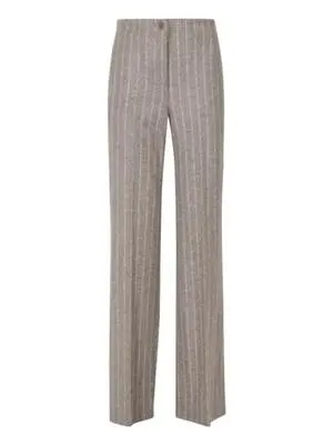 Seventy Button-detail Casual Trousers With Vertical Stripes - Mud