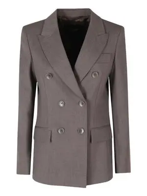 Seventy Double-breasted Blazer With Notched Lapels - Earth