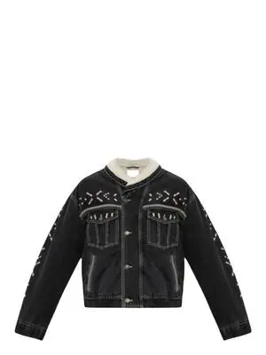 Isabel Marant Étoile Long Sleeve Embroidered Denim Jacket - Black