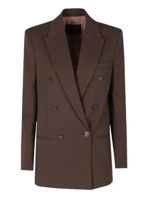 DONDUP Long Sleeve Double-breasted Suit Jacket - Chocolate