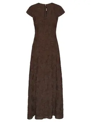 ROTATE BY BIRGER CHRISTENSEN Flower Mesh Sleeveless Maxi Dress - Dark Brown