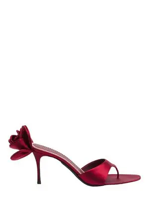 Magda Butrym Satin High-heeled Sandals With Floral Appliqués - Red