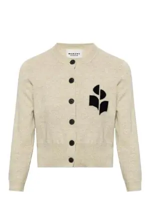 Isabel Marant Étoile Crew Neck Cardigan With Logo Detail - Cream