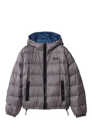 Miu Miu Light Pongé Down Hoodie Jacket - Steel Gray