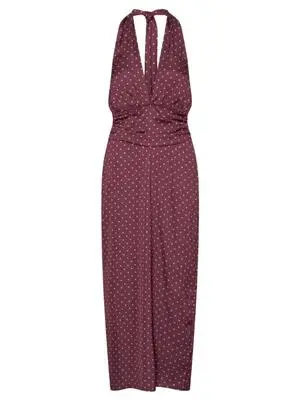 ROTATE BY BIRGER CHRISTENSEN ROTATE Halterneck Polka Dot Maxi Dress Dark Red