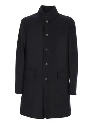Loro Piana Single-breasted Coat With Stand-up Collar - Black