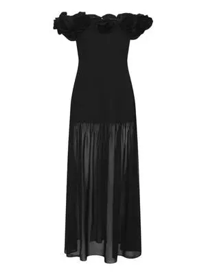 ROTATE BY BIRGER CHRISTENSEN Crepe Maxi Flower Dress - Black