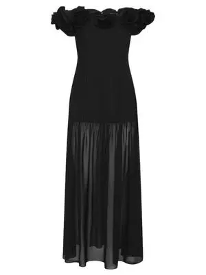 ROTATE BY BIRGER CHRISTENSEN Crepe Maxi Flower Dress - Black