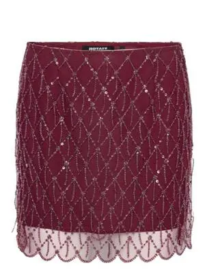 ROTATE BY BIRGER CHRISTENSEN Sequin Embellished Mini Skirt - Deep Red