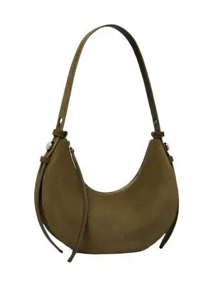 Tory Burch Romy Suede Half Moon Bag - Dark Olive