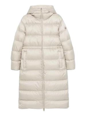 Moncler Long Hooded Cotton Jacket - Beige