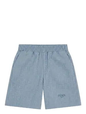 Fendi Fendi FF Monogram Elastic Waist Shorts Blue