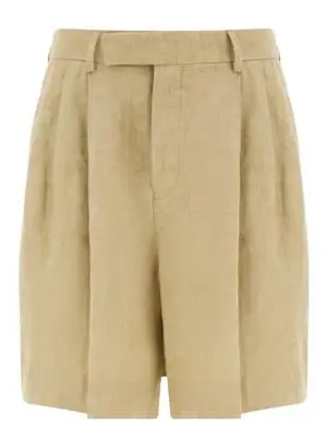 FERRAGAMO Linen Bermuda Shorts - Stone