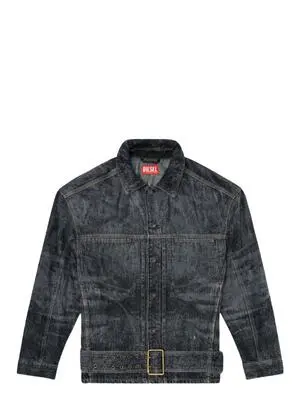 DIESEL® D-valero-s Denim Jacket With Belted Hem - Dark Gray