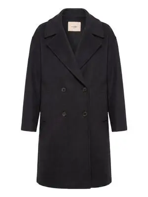 TWINSET Double-breasted Notched Collar Coat - Black