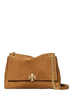 Tory Burch Charlie Quilted Suede Shoulder Bag - Brown