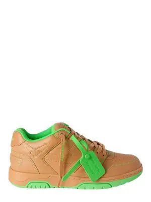 Off-White Lace-up Sneakers With Signature Tag And Arrow Motif - Brown