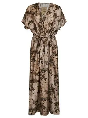 UMA WANG Uma Wang Printed V-Neck Maxi Dress