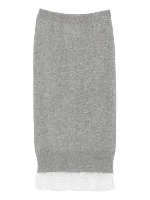 Ermanno Scervino Lace-trim Knitted Midi Skirt - Grey