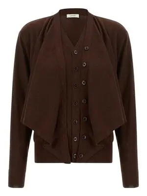 LEMAIRE Trompe L'oeil Effect Cardigan - Dark Brown