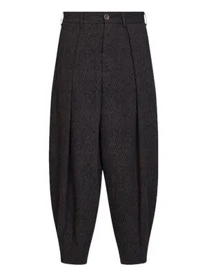 UMA WANG Pleated Trousers With Belt Loops And Patch Pockets - Brown