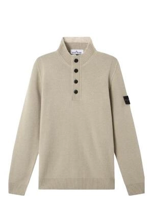 Stone Island Stone Island Regular-Fit Half-Zip Jumper With Button Placket Sand